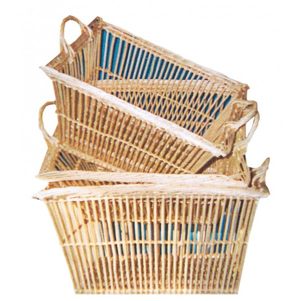 Blanchisseuse rectangulaire en osier blanc ajouré